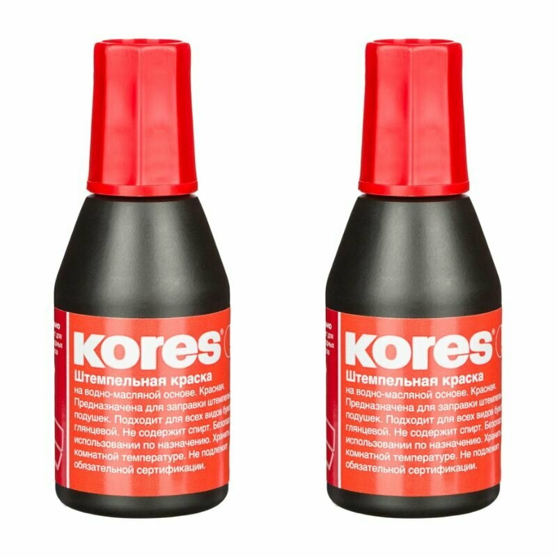 Kores Краска штемпельная, красная, 28 мл, 2 шт.