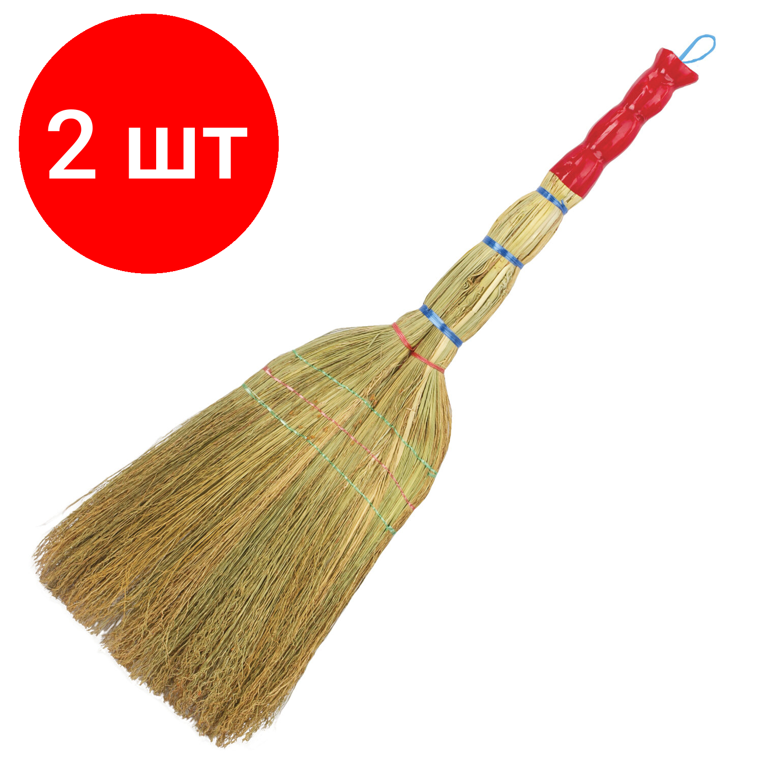 Комплект 2 шт, Веник сорго 3-х прошивной, LAIMA "люкс", ручка в пленке, 360-380 г, ширина метелки 28-31 см, длина 79 см, 604229