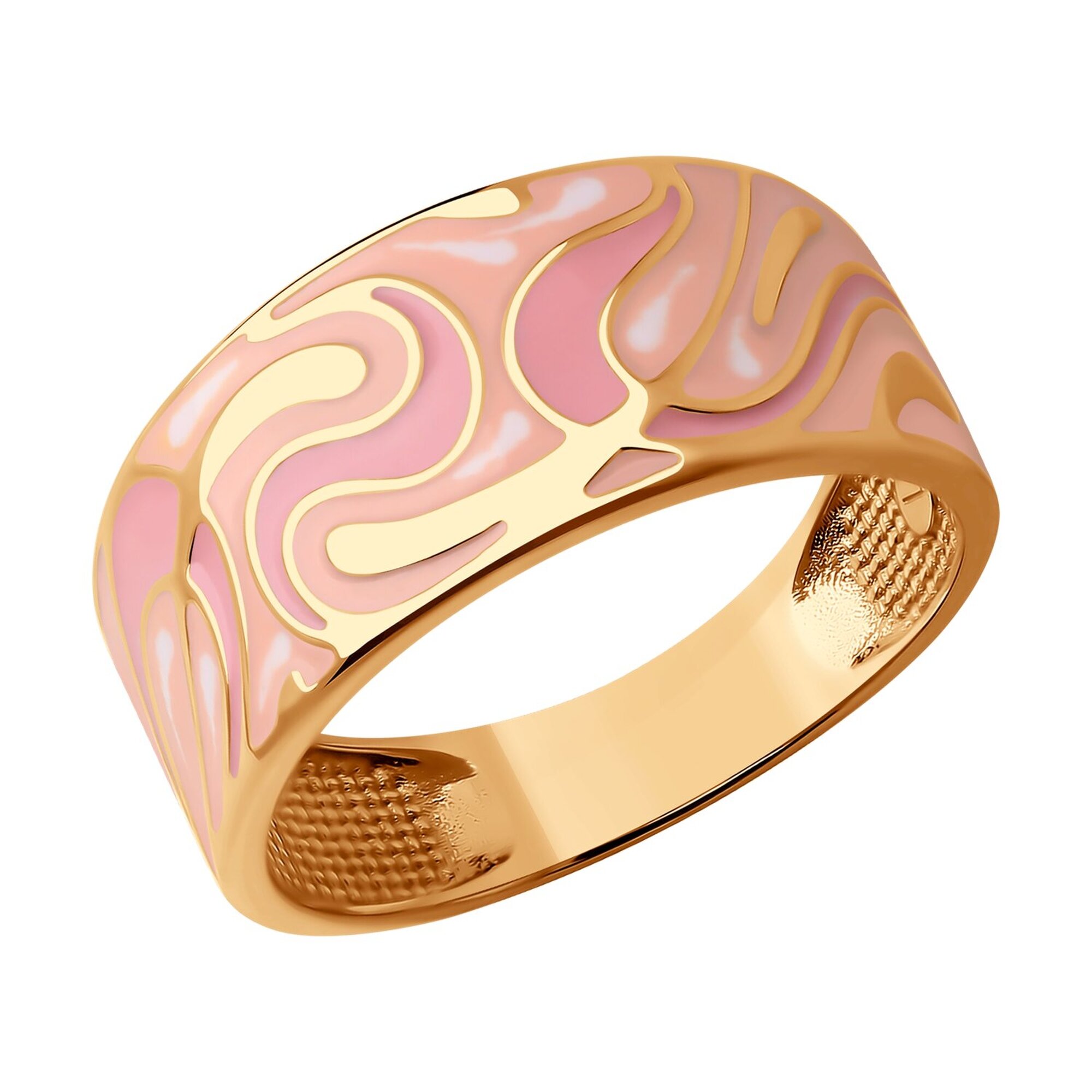 Кольцо широкое, серебро, 925 проба, золочение, эмаль