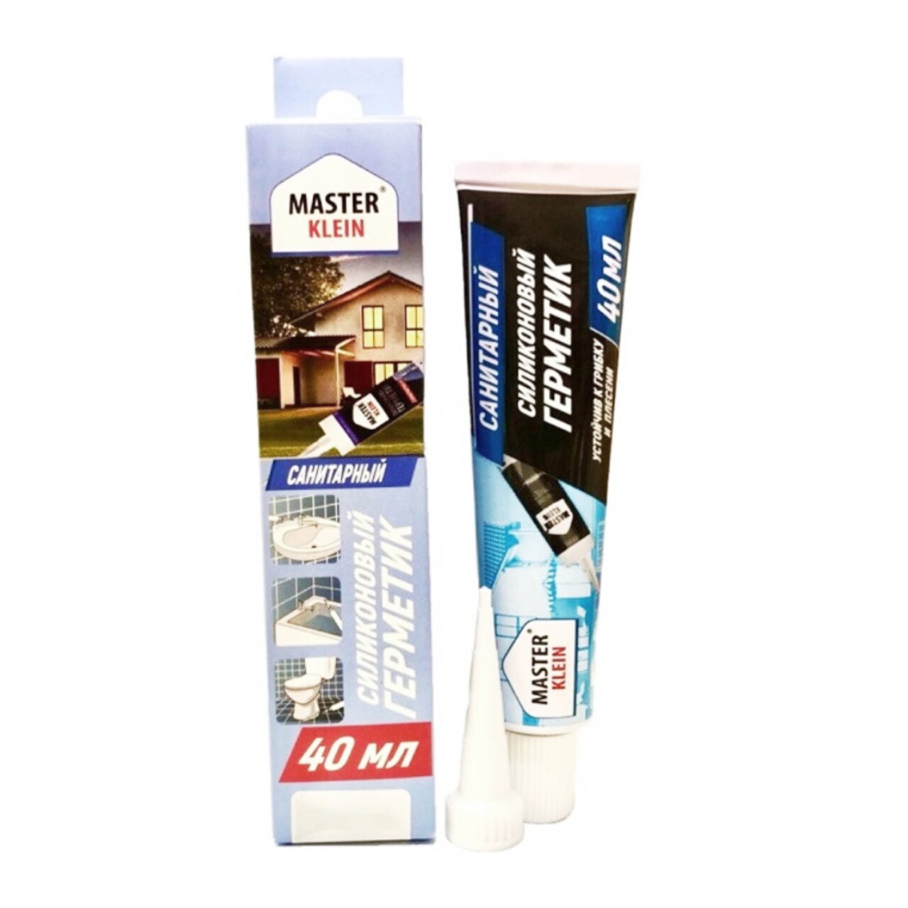 Master Klein герметик силиконовый санитарный прозрачный 40 мл, носик в комплекте
