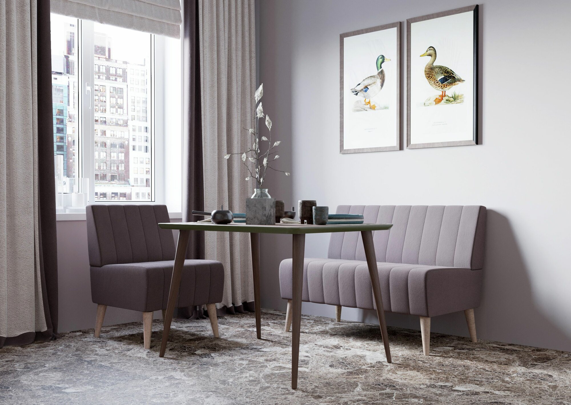 Прямой диван PUSHE Норман без подлокотников, нераскладной, для кухни, прихожей, балкона, детской, коричневый Balance 235