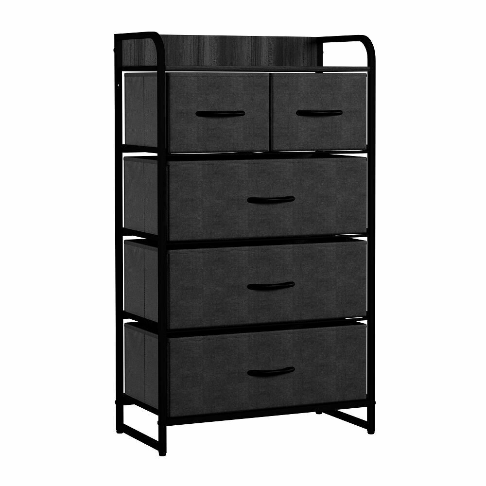 Комод для одежды Ноа 5 ящиков, Каркас Черный, Темно-серый