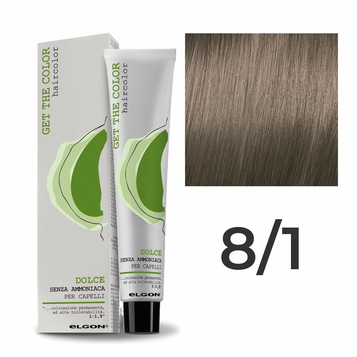 Крем - краска для волос профессиональная Elgon Get the Color Dolce 8/1 Светлый русый Пепельный 100 мл