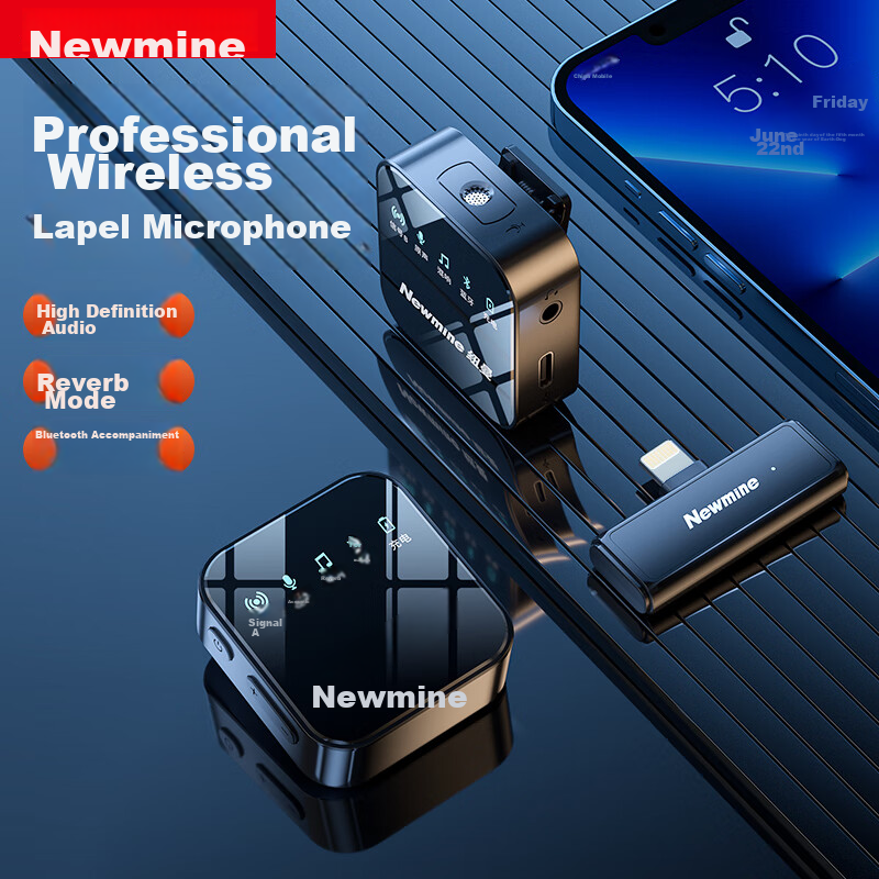 Newman MC102 Wireless Lavalier Microphone, Live Streaming And Recording Equipment, Outdoor Short Video TikTok Karaoke Microphone, Noise-Cancelling Lapel Mic, One-To Lightning