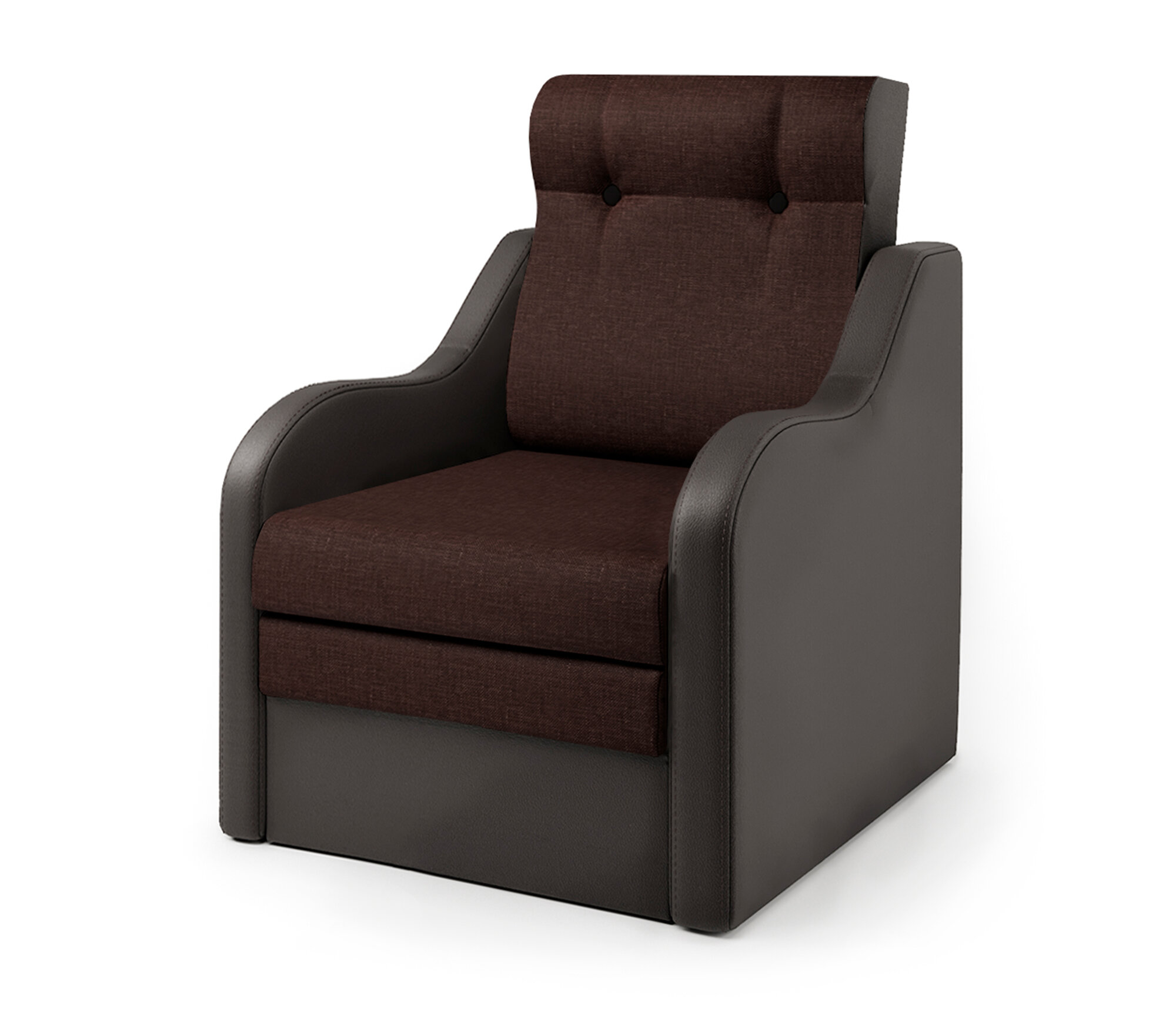 Кресло-кровать Шарм-Дизайн Классика В раскладное кресло в гостиную, с ящиком для белья, 62х190 см, шоколад и рогожка