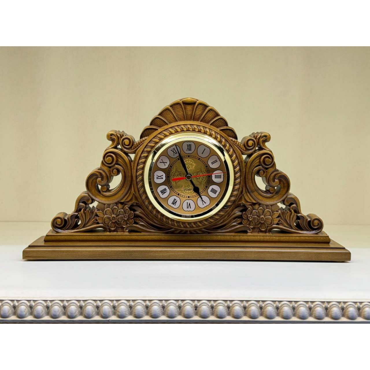 Часы из дерева настольные каминные 21х42 см