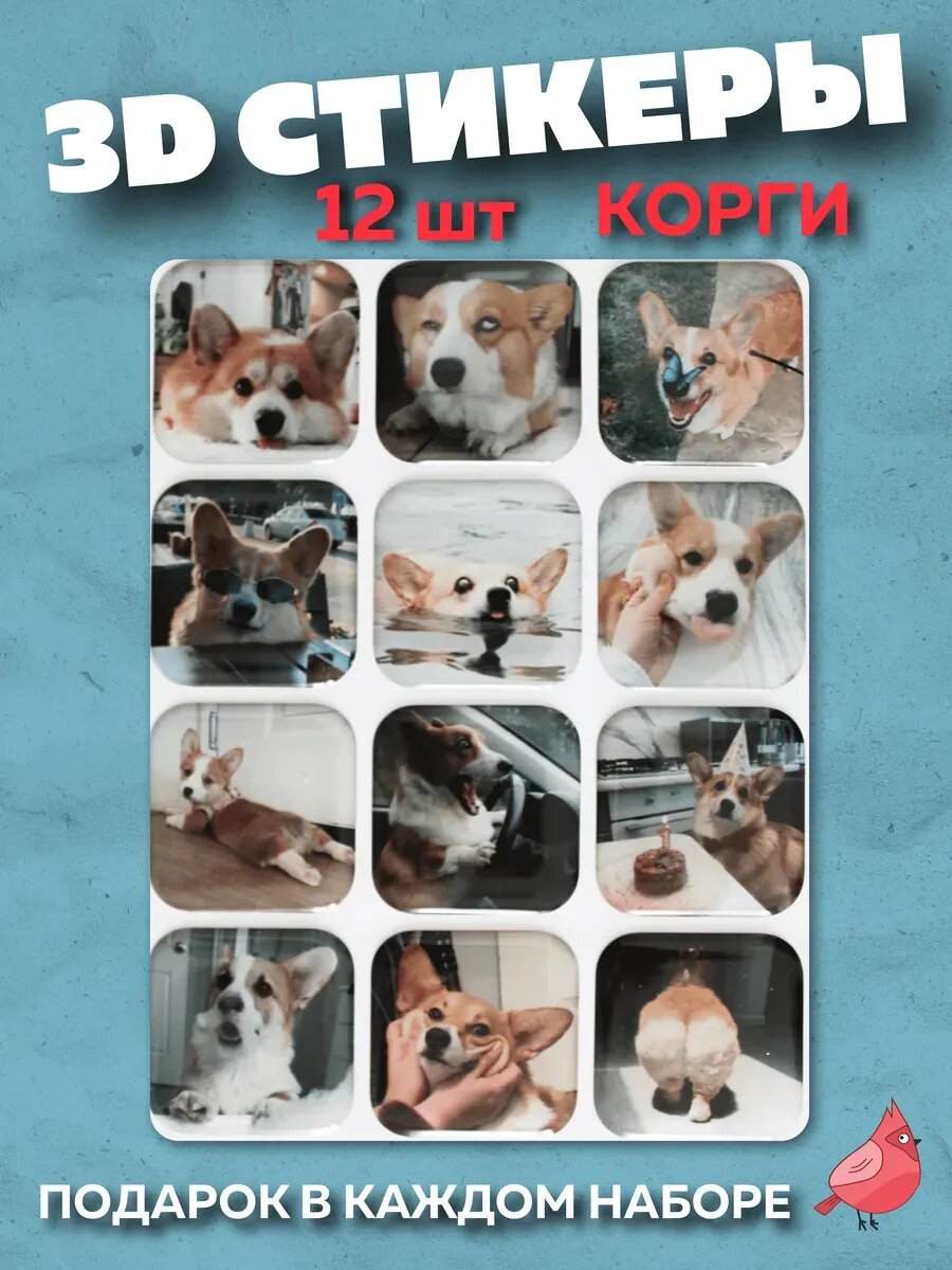 3d наклейки на телефон Корги