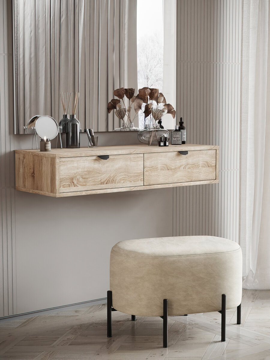 Подвесной туалетный столик Фабрика Стиль Шери 4, 954х184х350 мм, дуб сонома