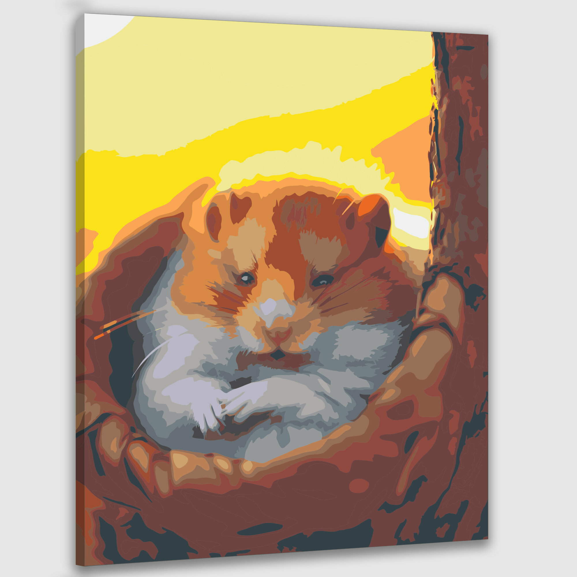 Картина по номерам 40x50 см, хомячок, крупный план, мягкие подстилки, теплые подстилки, уют, комфорт, умиротворение