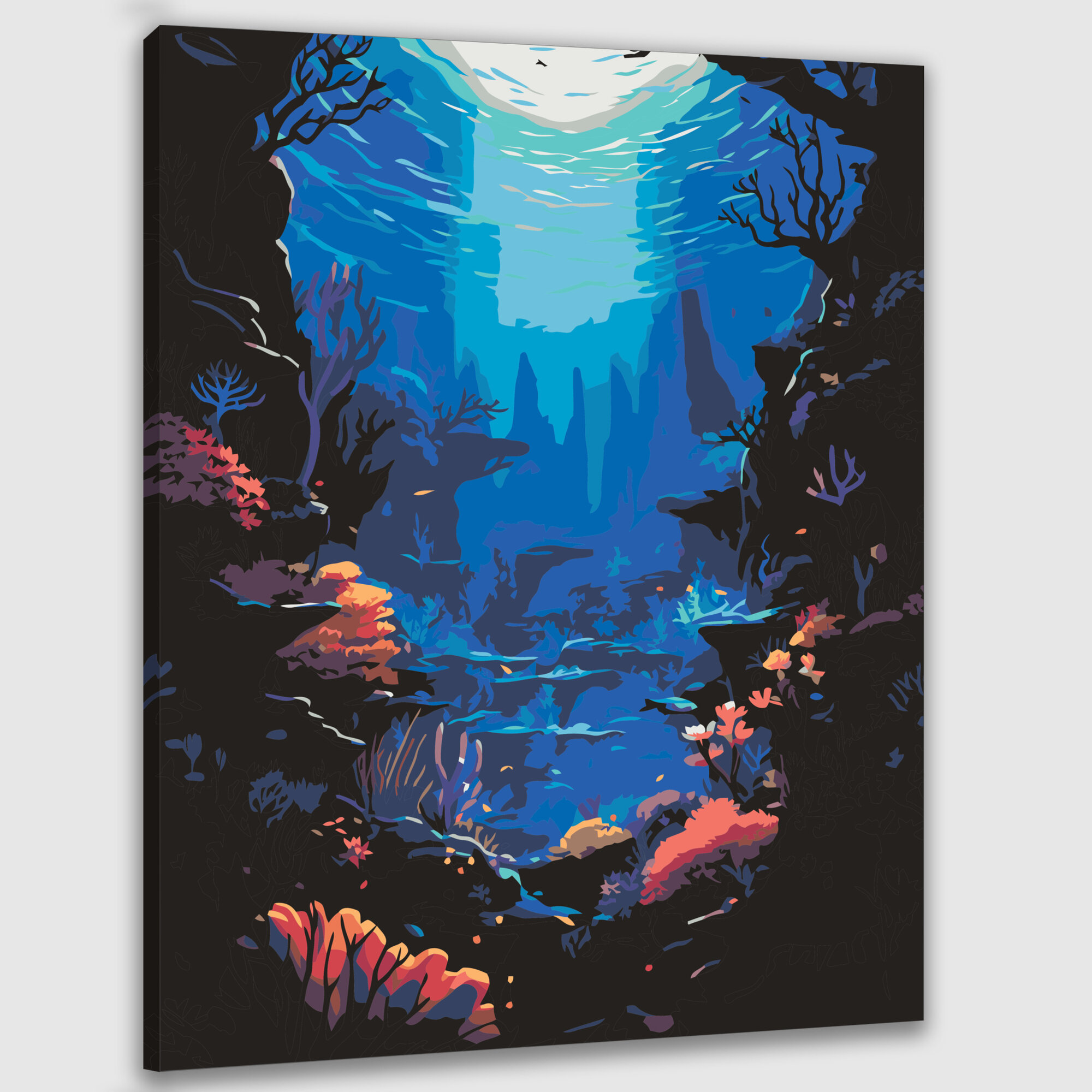 Картина по номерам 40x50 см, цифровая картина, подводный мир, коралловые рифы, морские растения, морская флора