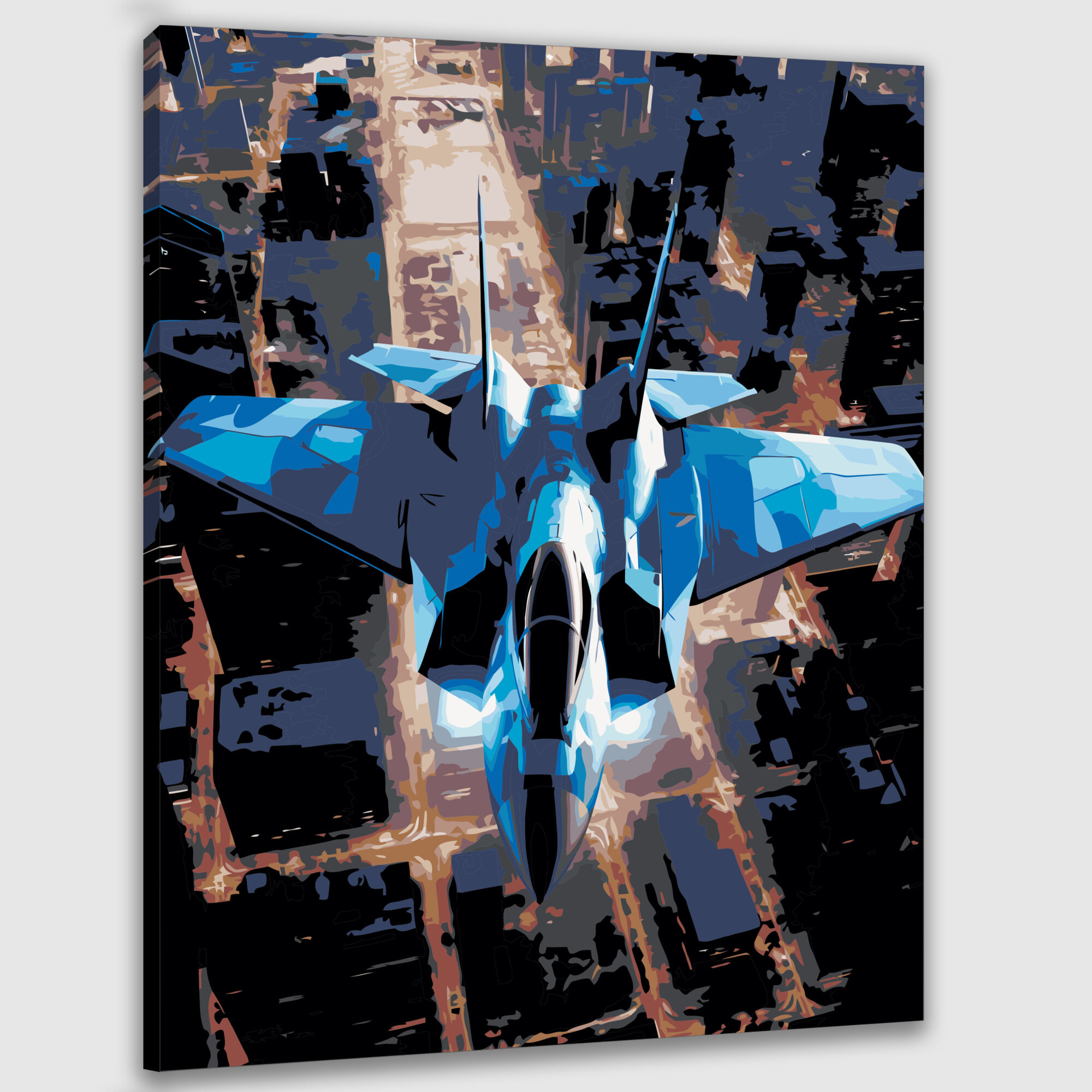 Картина по номерам 40x50 см, фотореалистичный, 3D-рендер, самолет, City Flanker, высокотехнологичный, парящий