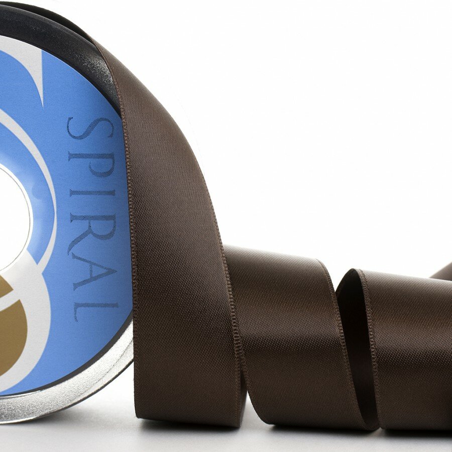 Лента атласная двусторонняя SAFISA, 11 мм, 25 м, цвет 17, темно-коричневый