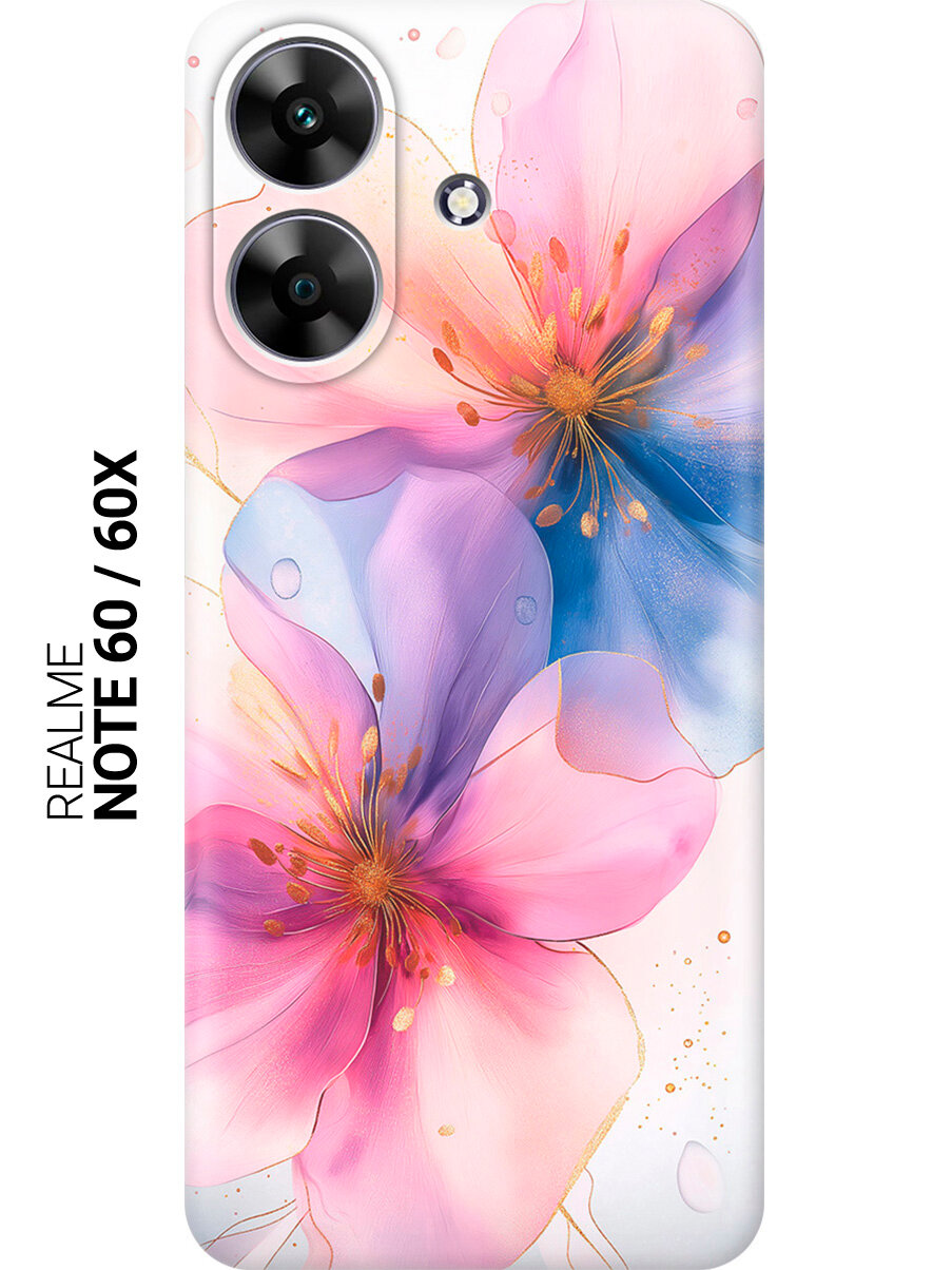 Силиконовый чехол на Realme Note 60 / 60x с принтом "Два магических цветка"