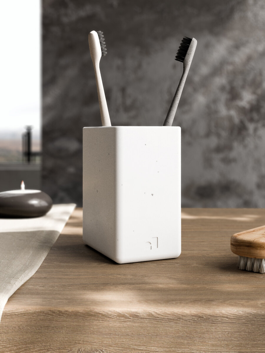 Органайзер для ванной комнаты, стакан для зубных щеток в дом, держатель кисточек и расчесок Oxford белый матовый.