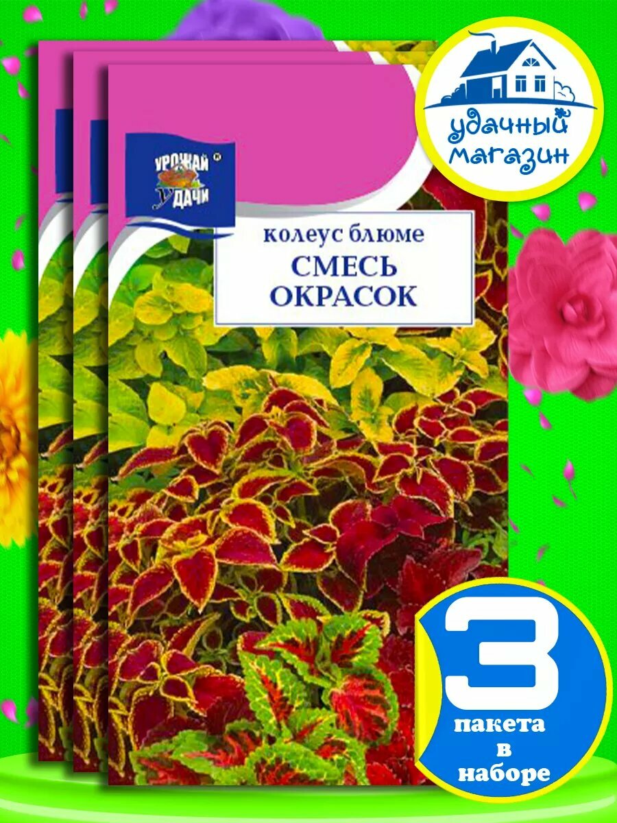 Семена колеуса Урожай Удачи "Блюме", многолетние, махровые, 3 пакета