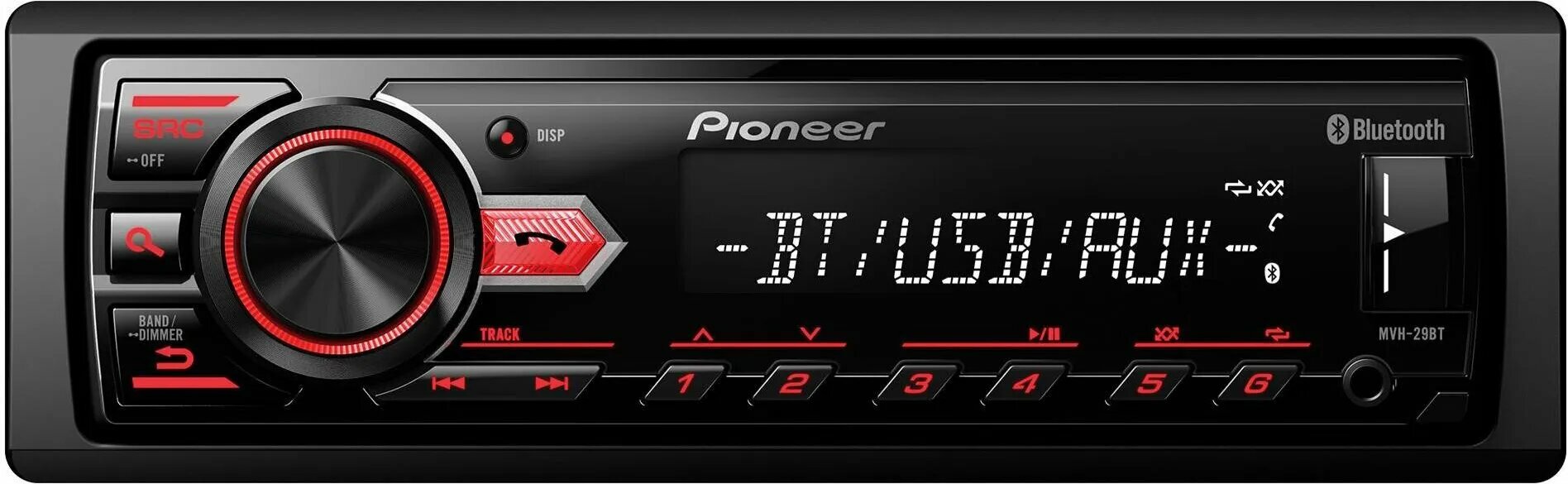Автомагнитола Pioneer MVH-29BT, 1 DIN , черная