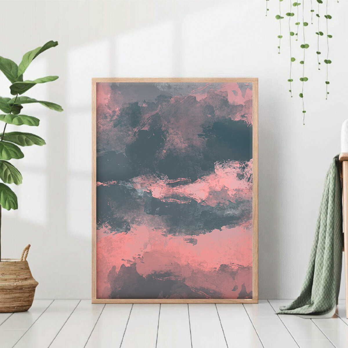 Постер "Розовое небо абстракция" 50x70 без рамки на стену для интерьера