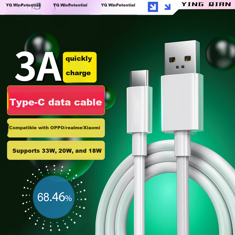 Win Qian Compatible with OPPO Data Cable, Charging Cable 33W Fast Charging, for A93 A72 A96 A5 A3 A32 A11 A55 A36 A92S A53 A52K9 Charger Cable