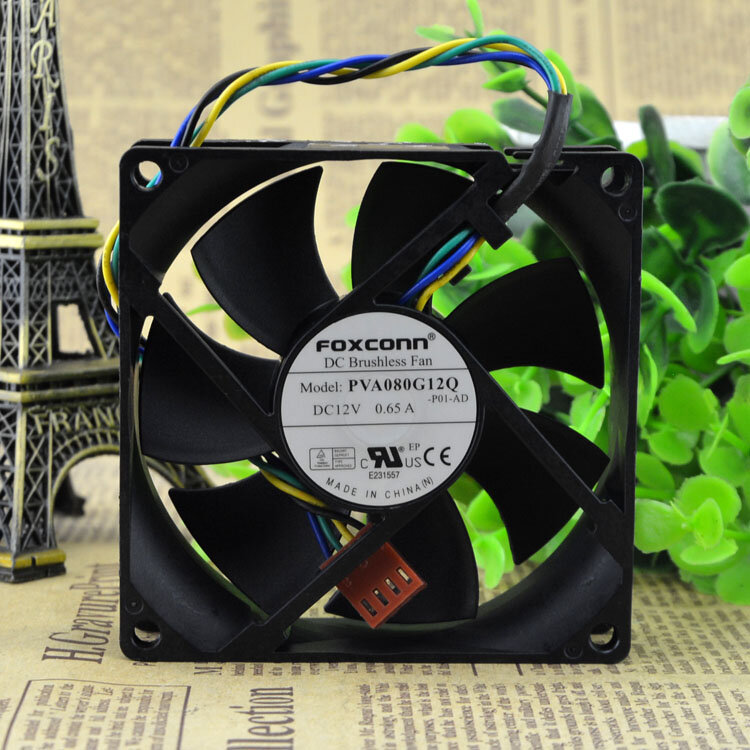 Foxconn PVA080G12Q P01-AD DC Brushless Вентилятор 12V 0.65A 100mm 80x80x25mm Server Square Вентилятор охлаждения