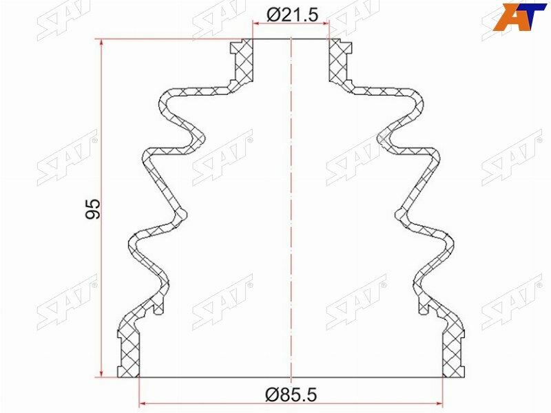 . SAT Пыльник шруса наружный TOYOTA PRIUS 30/NISSAN WINGROAD Y10, Y11/SUNNY B11-B15/ALMERA 86-06 (2 хомута.