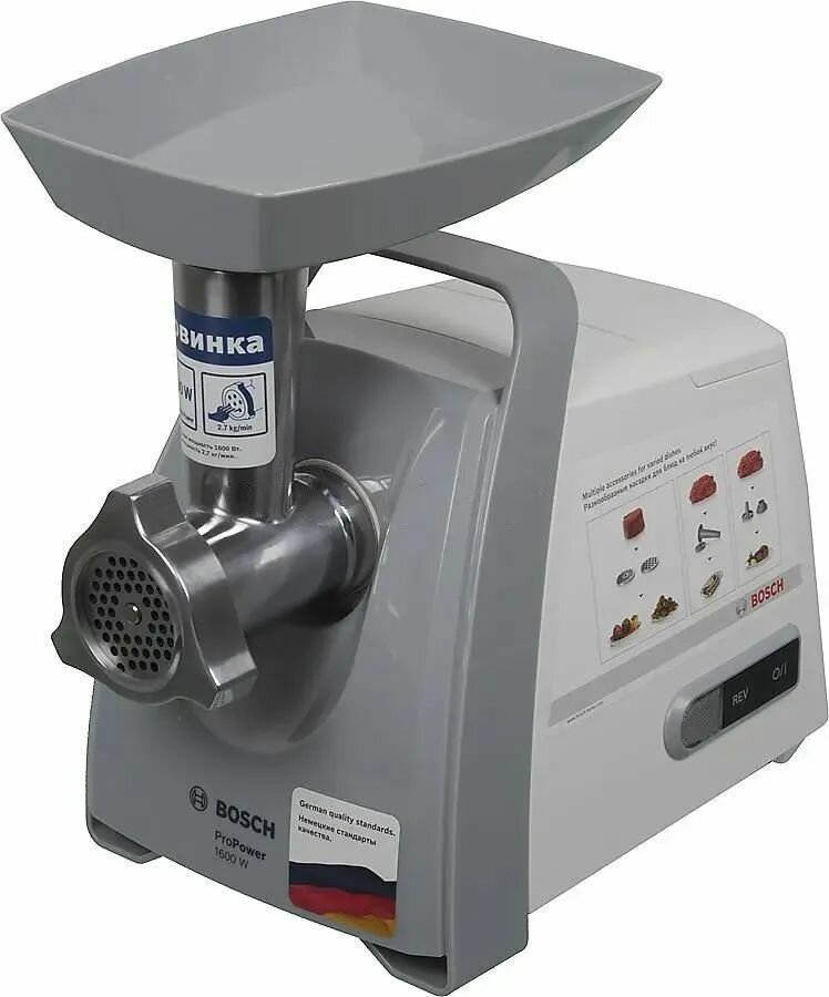 Мясорубка Bosch MFW67440, 2000Вт, 3.5кг/мин, лоток, пластик, защита от перегрузок, чёрная