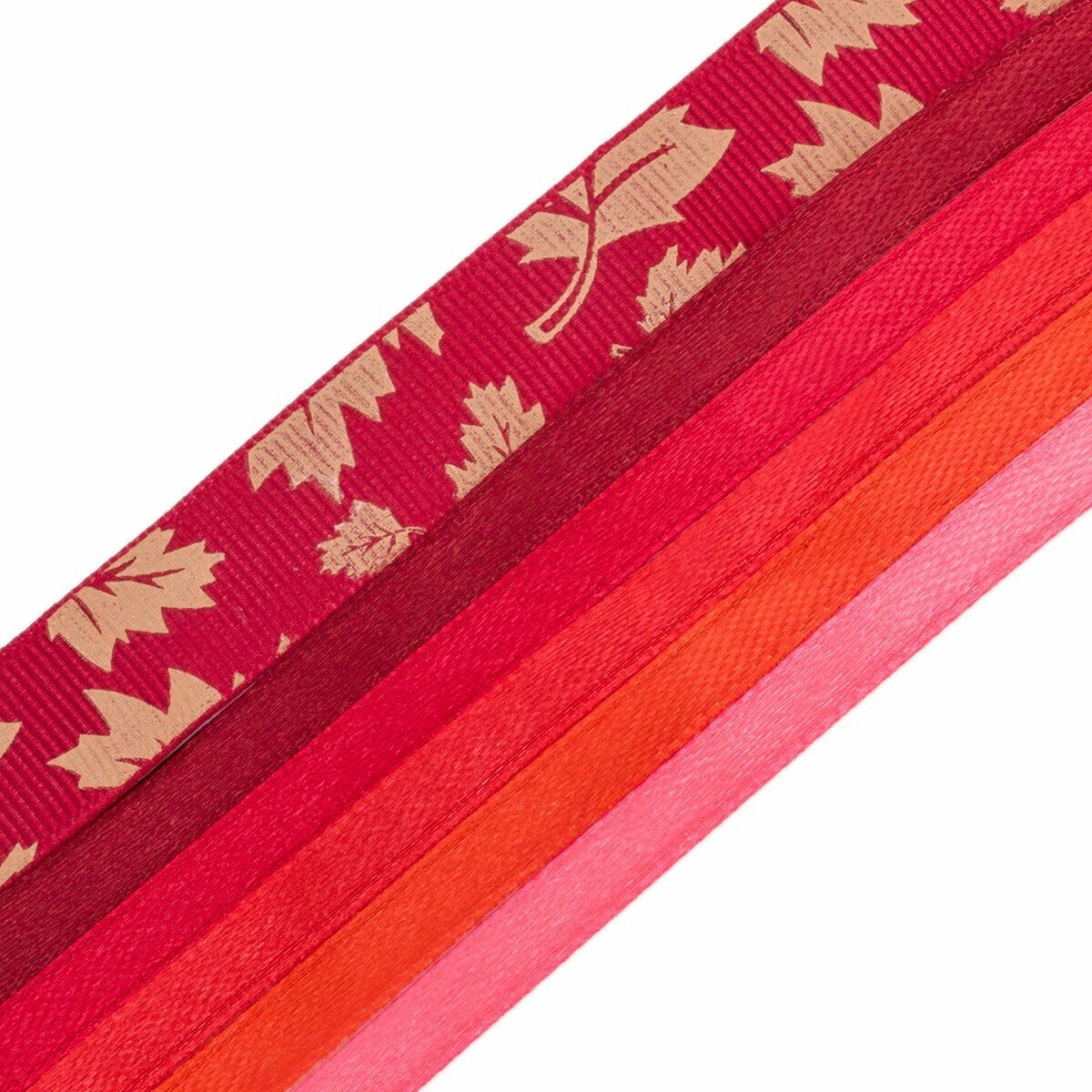 Лента атласная для упаковки подарков, для рукоделия и шитья ассорти 5 цветов по 0,6см*23м, красный микс