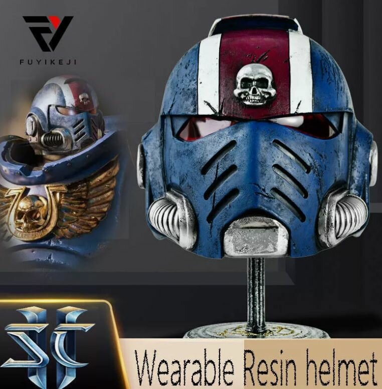 Киберпанк маска-шлем межзвездного воина Warhammer 40k, 1:1 реальный размер