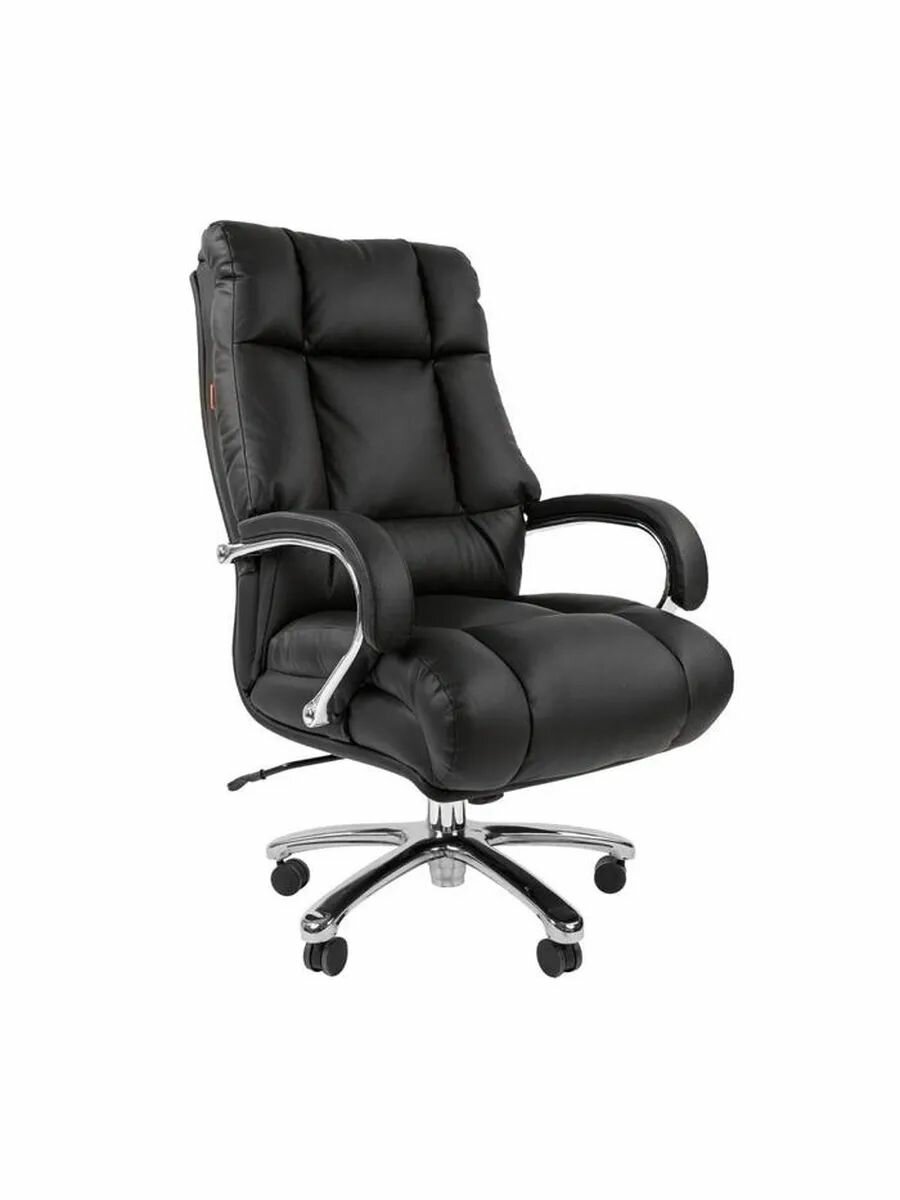 Кресло руководителя, офисное Керан, на колесиках, с подголовником, 71.5х50х117.5 см, Черный, кожа