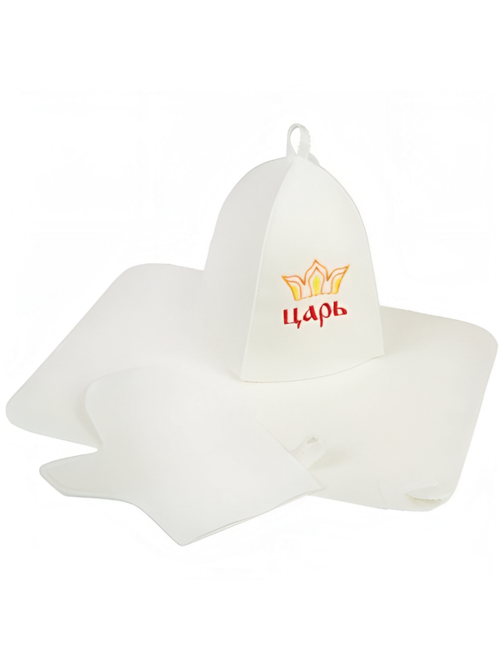 Набор для бани из войлока "Царь" (шапка, коврик, рукавица)