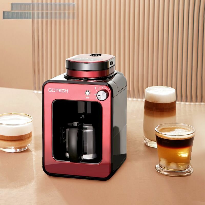 Кофемашина Cm6686A, розовый, 600Вт, ретро-стиль, для американо и капучино, встроенная кофемолка