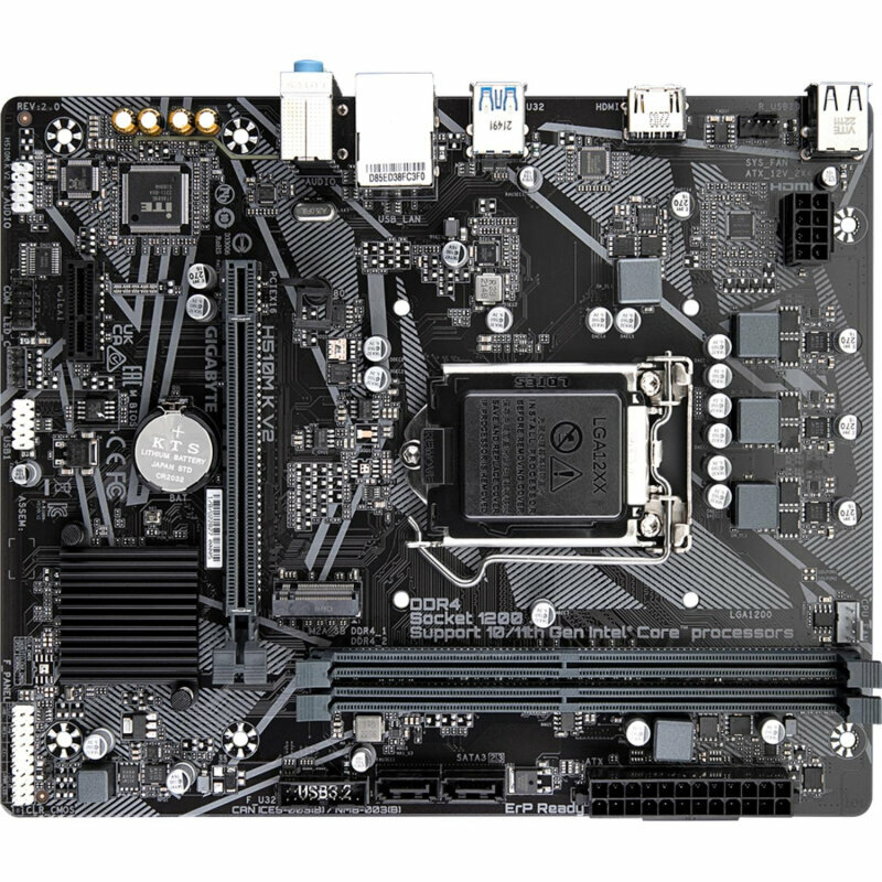 Материнская плата GIGABYTE H510M K V2 2.0, LGA1200, Q470, 2xDDR4, mATX, 2253665