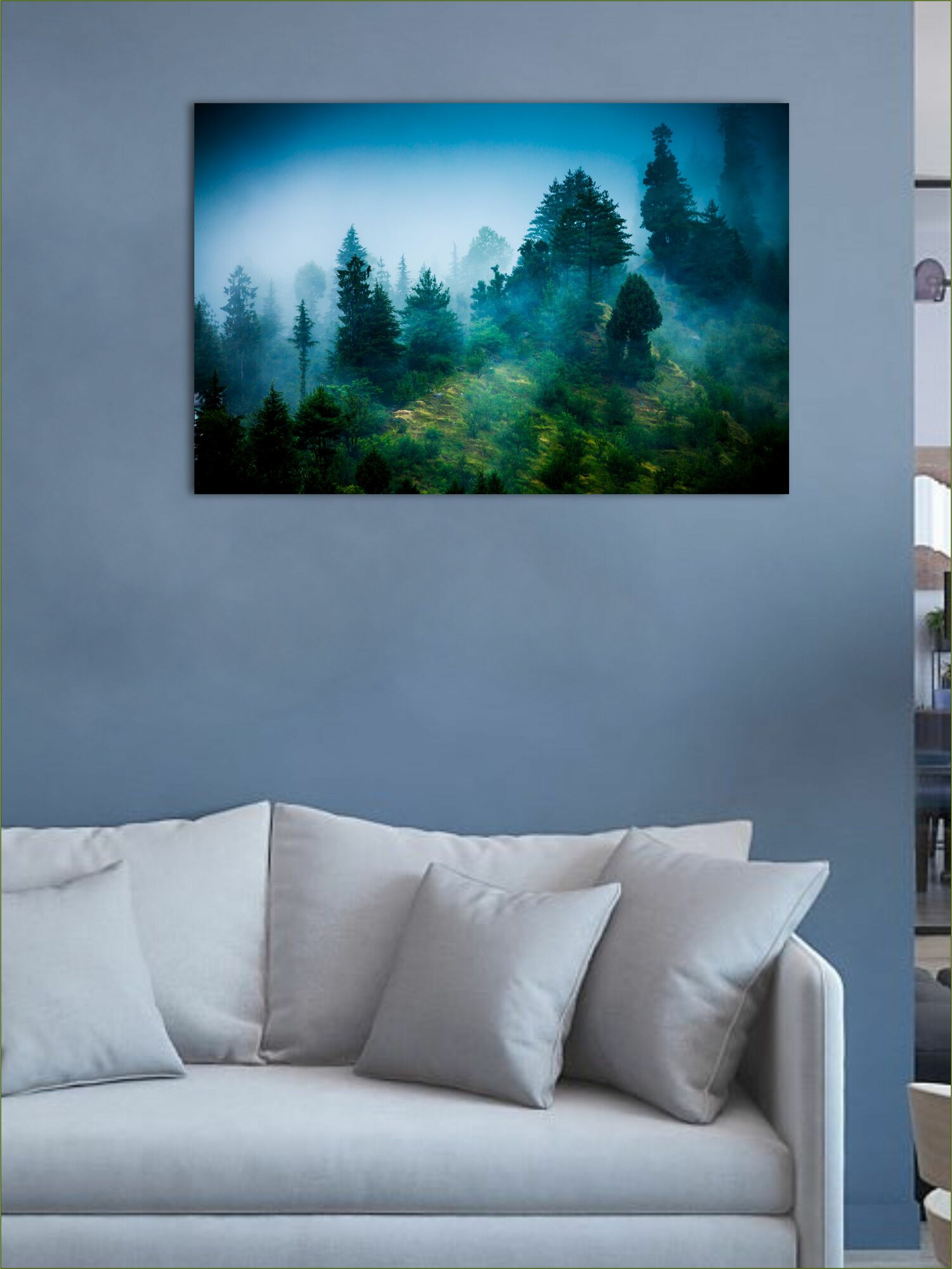 Картина горизонтальная, Синий туман, 40х60 см Art IrbisPrint натуральный холст на подрамнике 20 мм