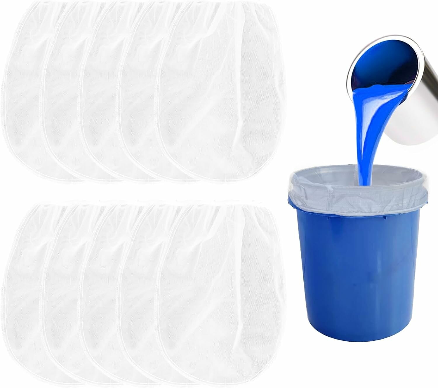 Полотенца для фильтрации краски, фильтр для краски 5 галлонов с эластичной ниточкой, тонкосетчатый нейлоновый стрейнер для покраски и садоводства, упаковка из 10 штук