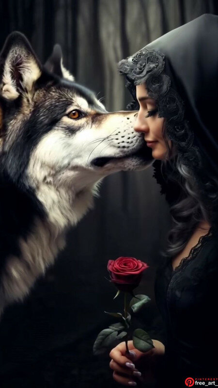 Алмазная мозаика "волк, Девушка" 40*50 см, безрамная, идеальна для дома, украшения, подарков, Рождества.