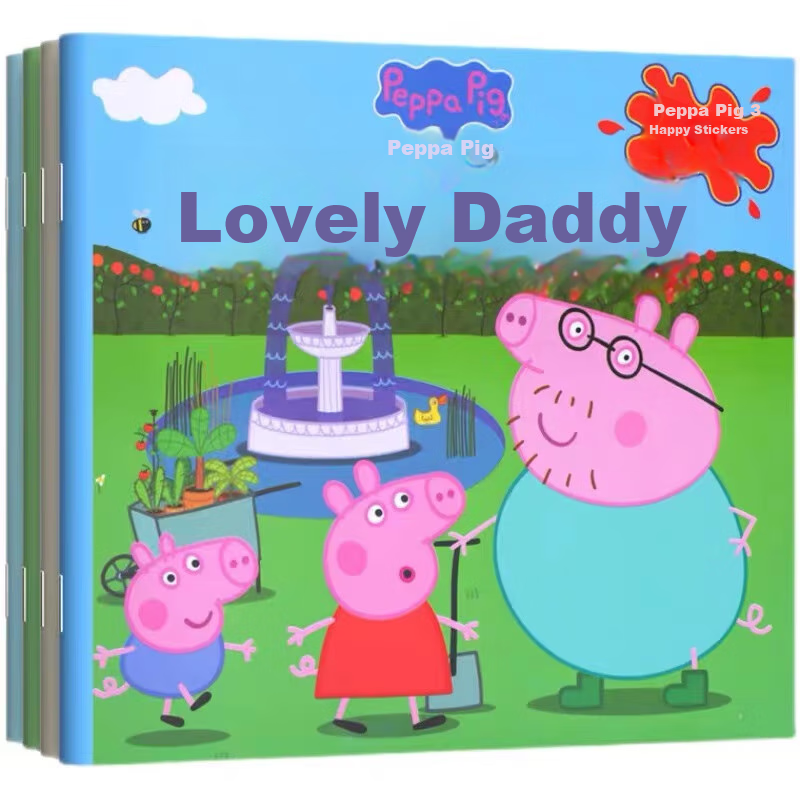 Набор стикеров Дэнмики Пеппа Пиг для детей 3-6 лет, 4 интерактивные игры с арт-приложением Цвет：Стикеры Пеппы Пиг: 4