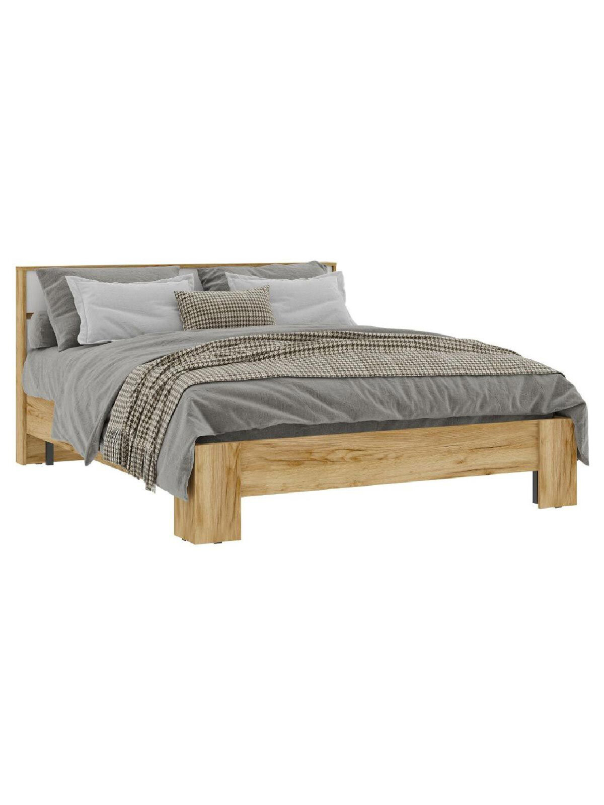 Кровать Стендмебель Хелен КР-02 1.4 дуб крафт золотой / белый, ЛДСП, 2114х1470 мм