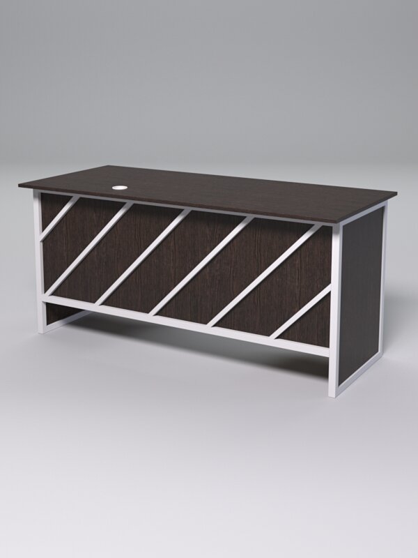 Стол двухтумбовый офисный С-07 "стронг" в стиле лофт декор №2, Дуб Венге + металлический каркас Белый