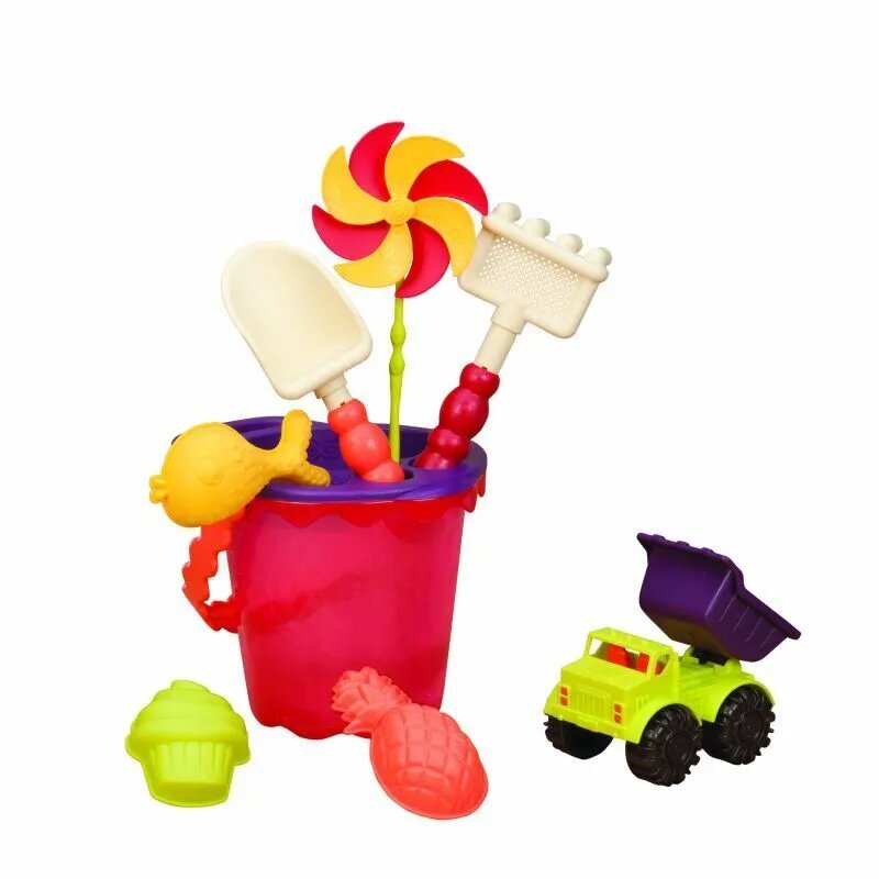 Малое ведерко и игровой набор для песка B.Toys (Battat), 9 деталей оранжевый 68714111