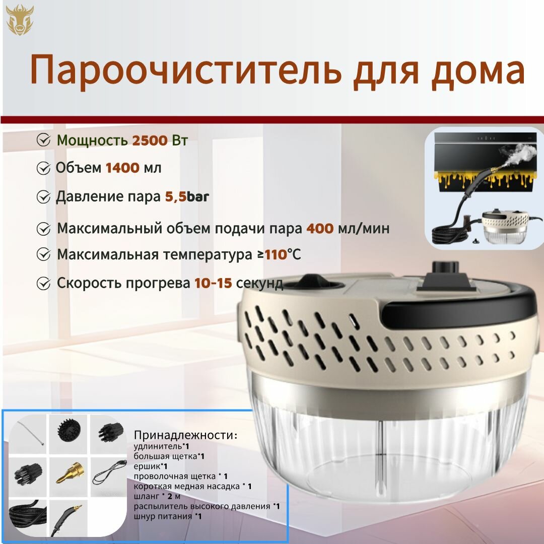 Пароочиститель, пароочиститель для дома,2500 Вт,5.5 bar