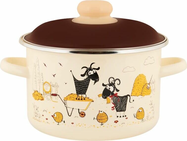 Кастрюля эмалированная с крышкой 3л, Подворье 6RD181M