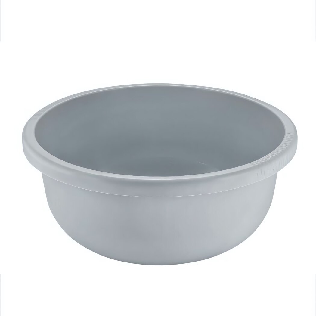 Таз пластиковый 9,5л серый, устойчивый, нескользящий, размер 35х35х15,3см