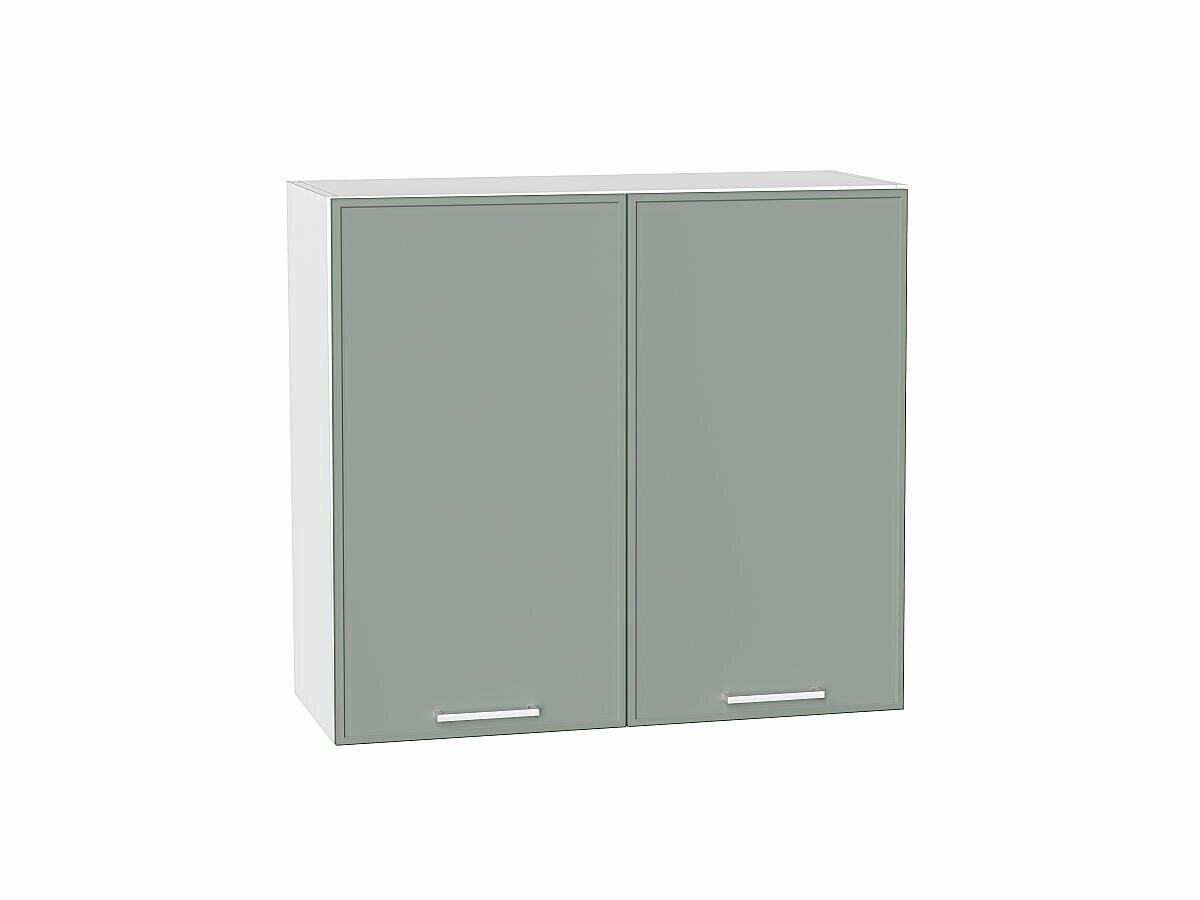 Шкаф верхний с 2-мя дверцами Квадро, цвет фасада Аквамарин, цвет каркаса Белый, 716*800*321 мм