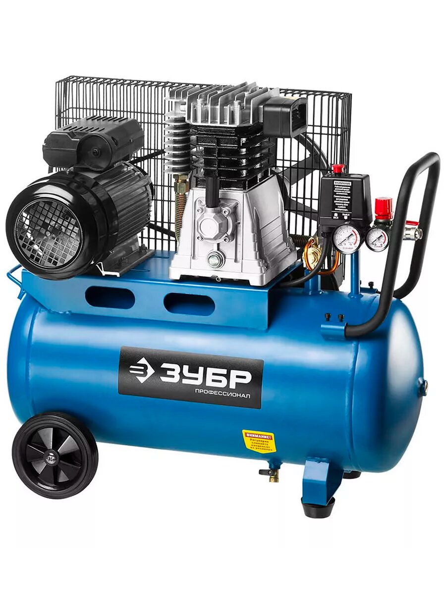 Масляный компрессор ЗУБР ЗКПМ-440-50-Р-2.2 , 2 цилиндра, 50л, 10бар