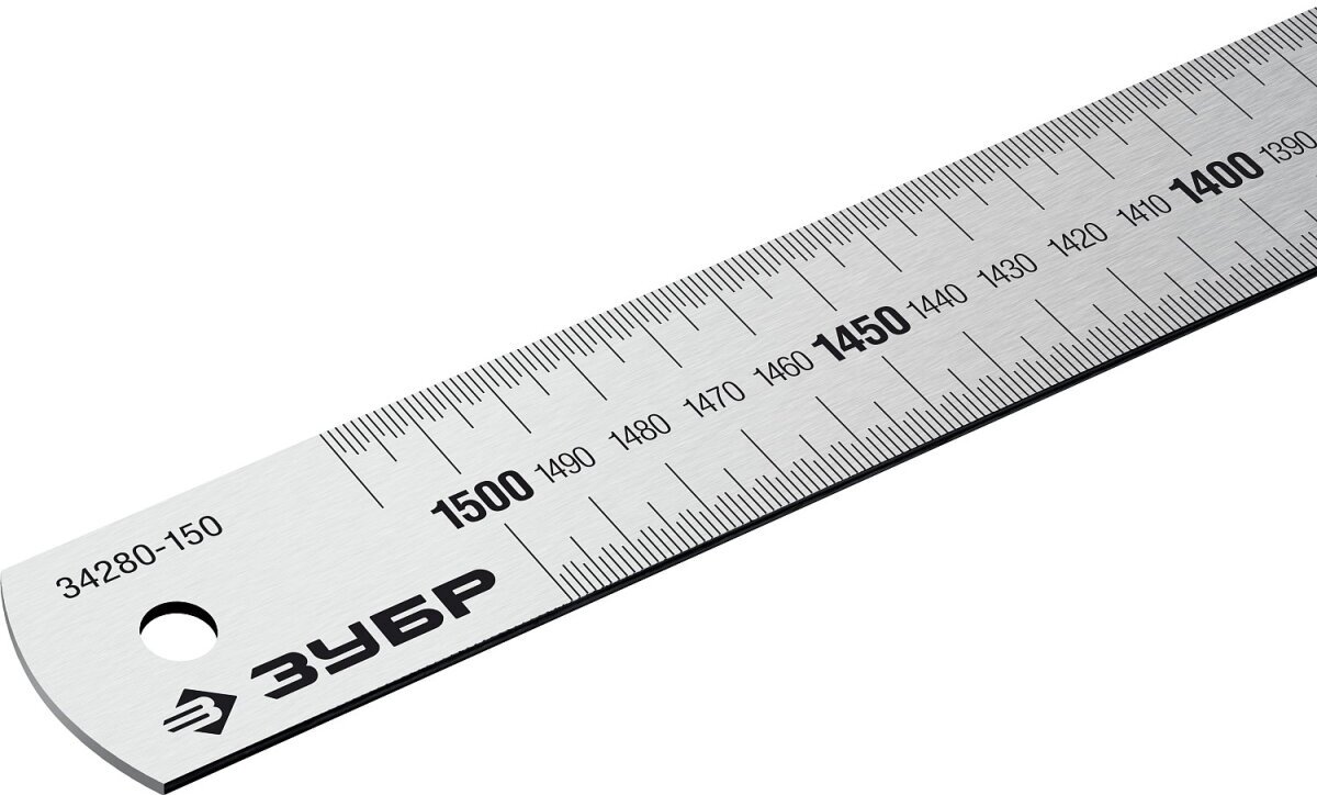 Зубр Про-150, длина 1.5 м, усиленная нержавеющая линейка 34280-150