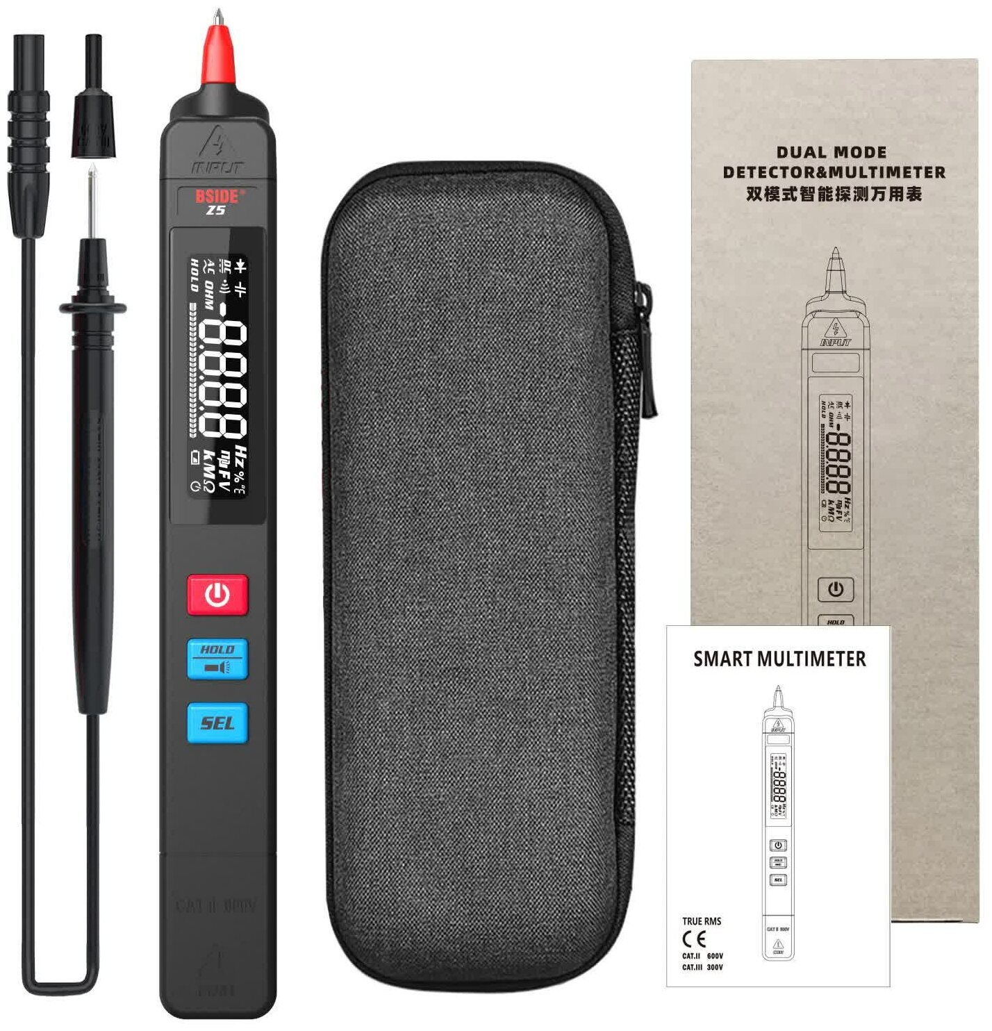 Мультиметр BSIDE Z5，Высокоточный интеллектуальный мультиметр для защиты от ожогов в виде ручки，мультиметр цифровой