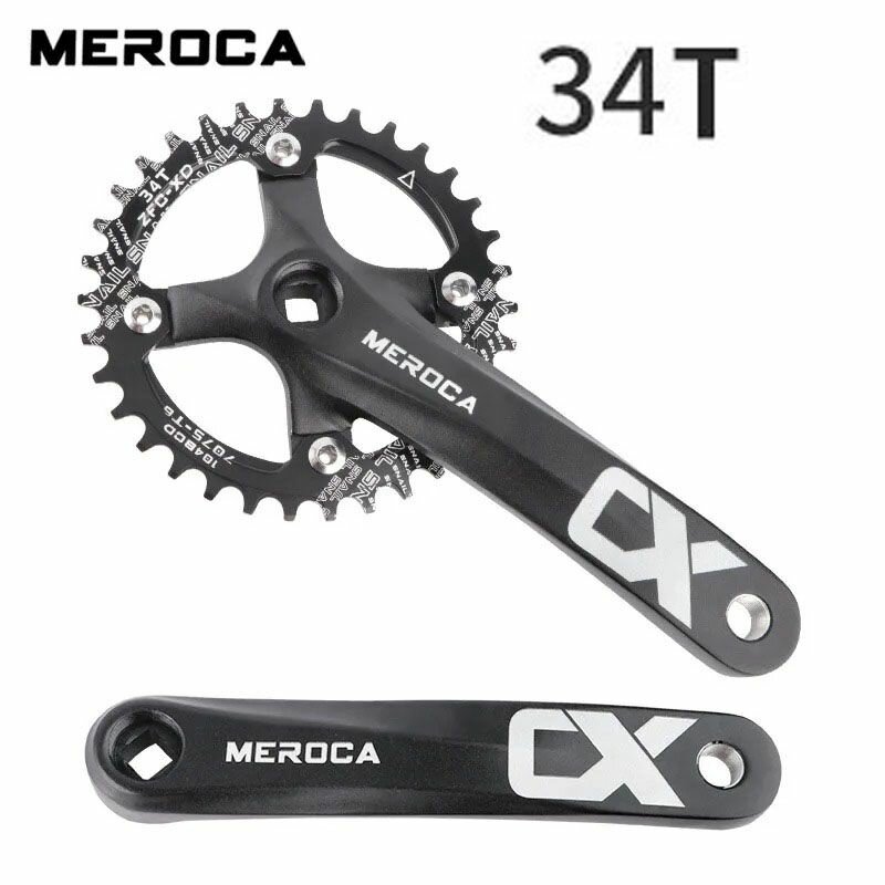 Кривошип с квадратным отверстием для горного велосипеда, 170 мм, включая звездочку 104BCD, 34T, черный