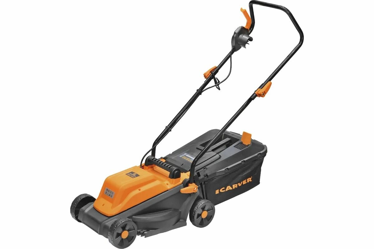 Электрическая газонокосилка CARVER LME-1332 01.024.00018 садовая от сети 220В 1300 Вт, ширина 32 см, рег. высоты, травосборник 30 л