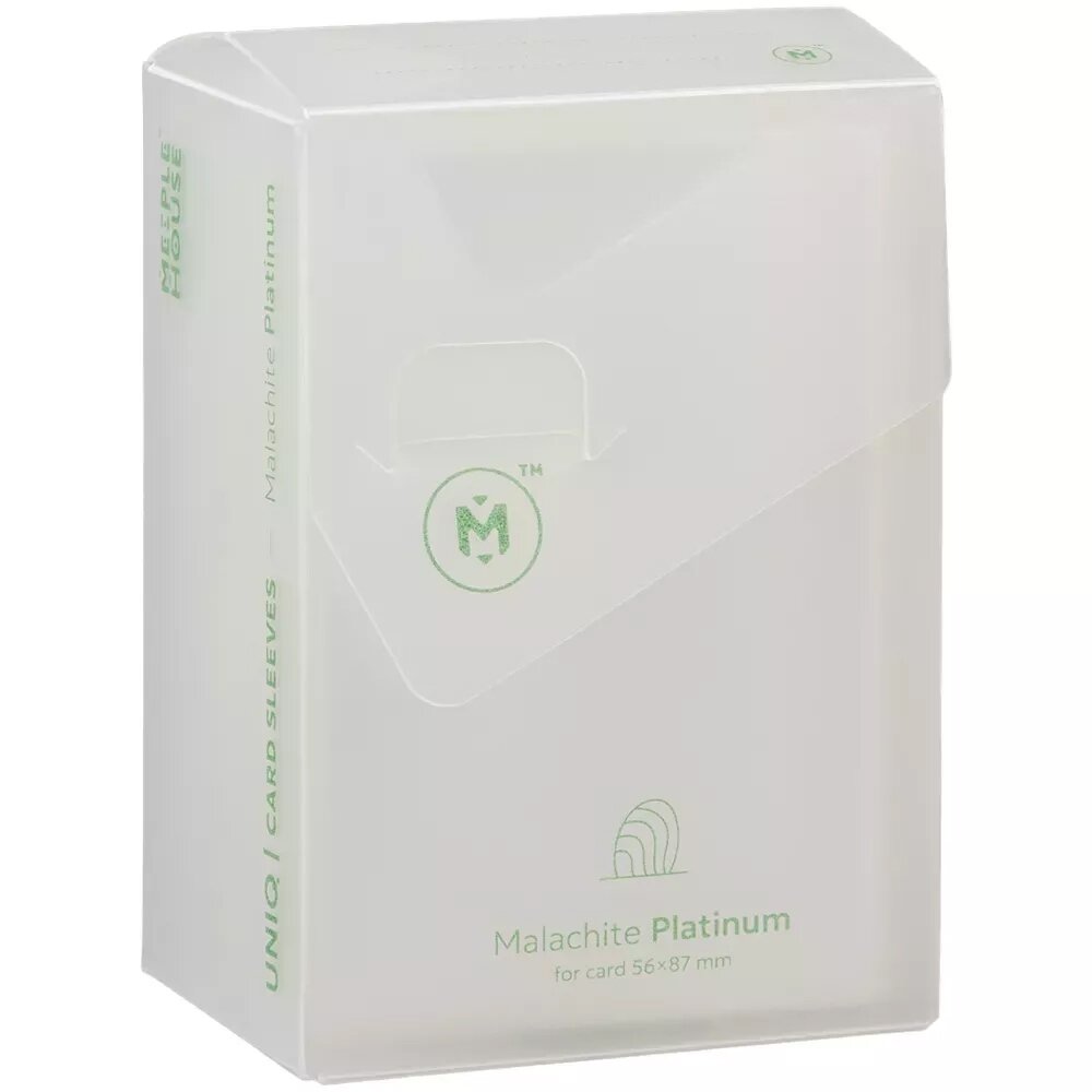 Протекторы Meeple House Uniq Card Sleeves Malachite Platinum (размер 56x87 мм) 150 шт: 100 мкр прозрачные