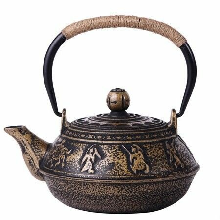 Чугунный заварочный чайник с узором пиона, японский литой чайник для заваривания чая