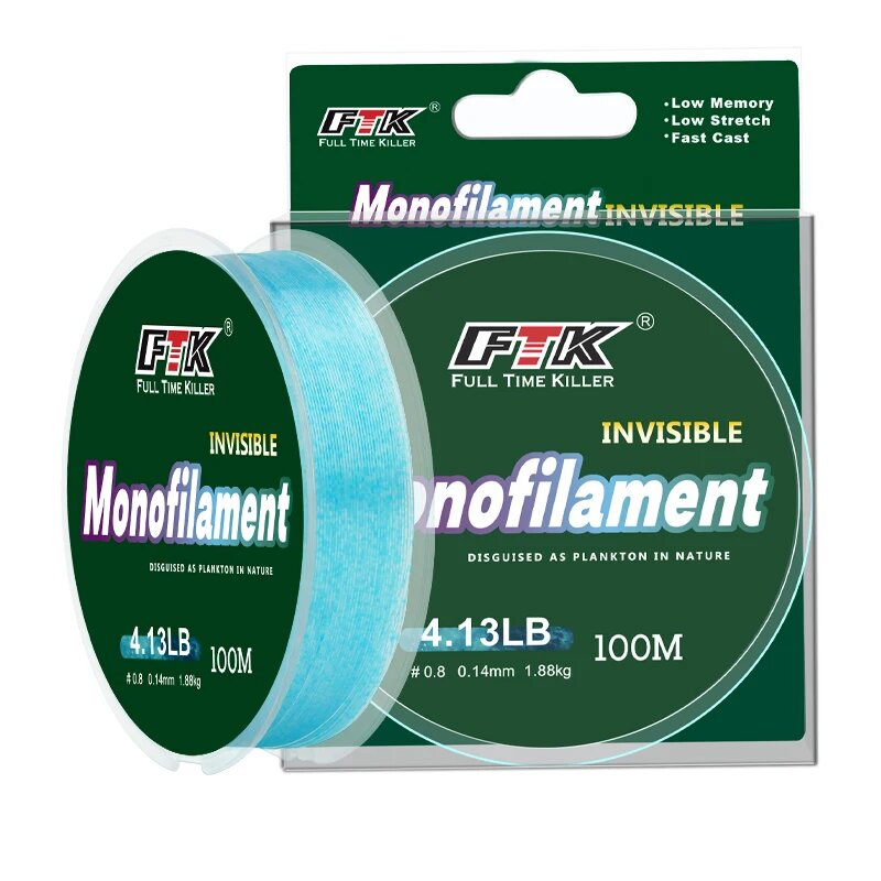 FTK леска монофильная Invisible, blue, 0.165mm-5.39lb